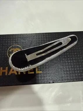 Upcycled | Accessories | Cc Upcycled Silver Metallic Fabric Cc Logo ...